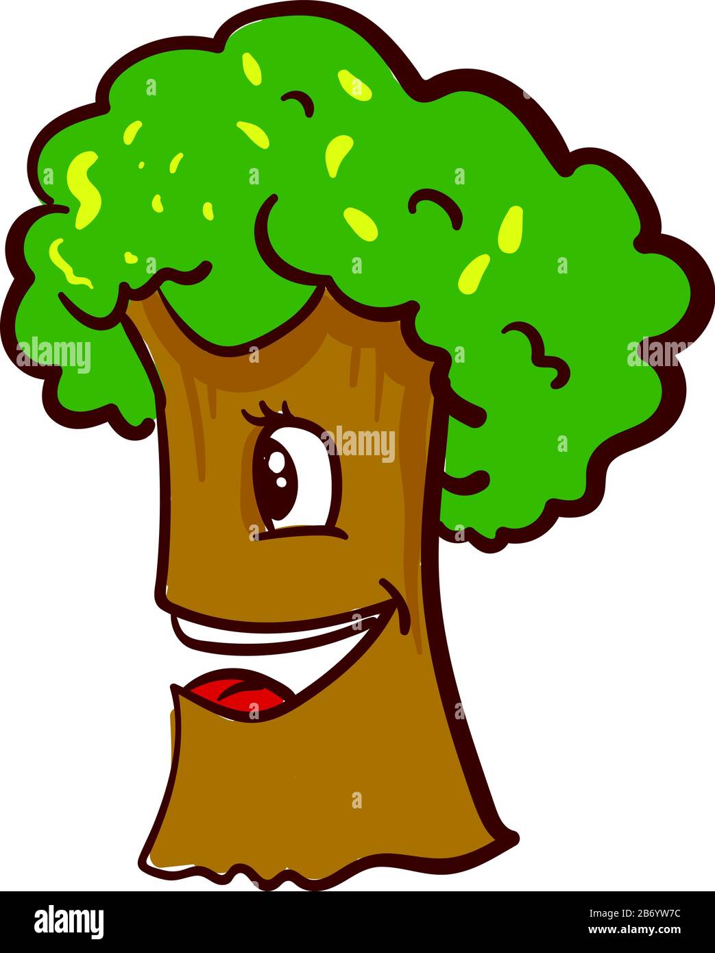 Happy tree, illustration, vector on white background Stock Vector Image ...