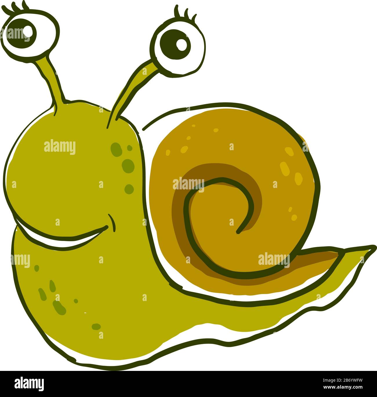 Happy snail, illustration, vector on white background Stock Vector ...