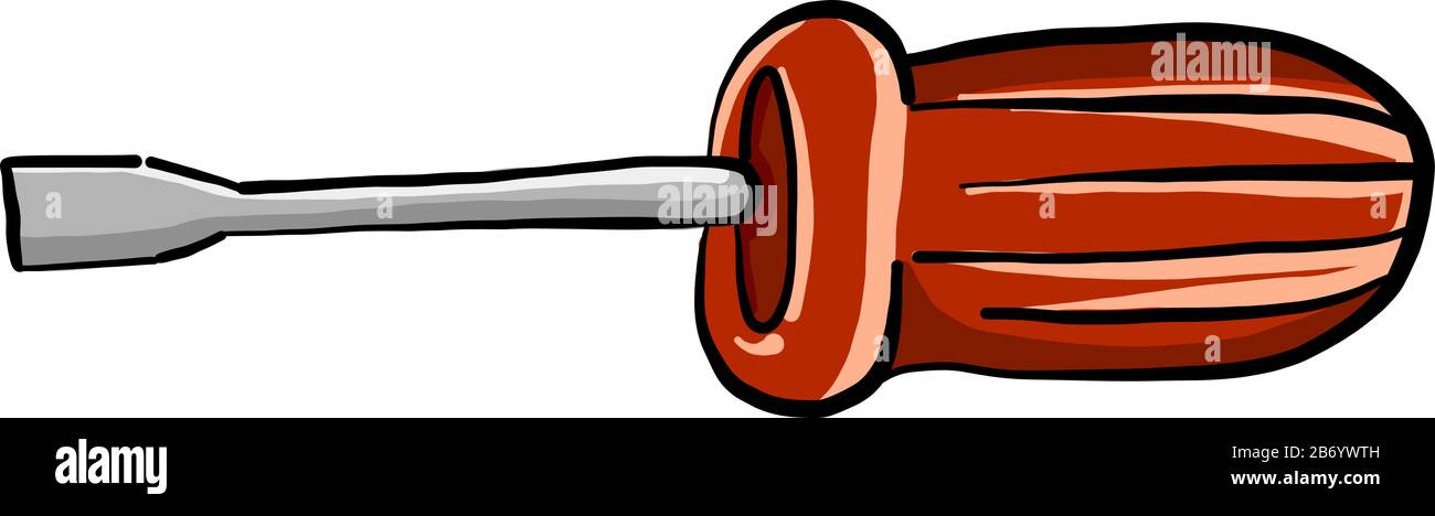 Red screwdriver, illustration, vector on white background Stock Vector ...