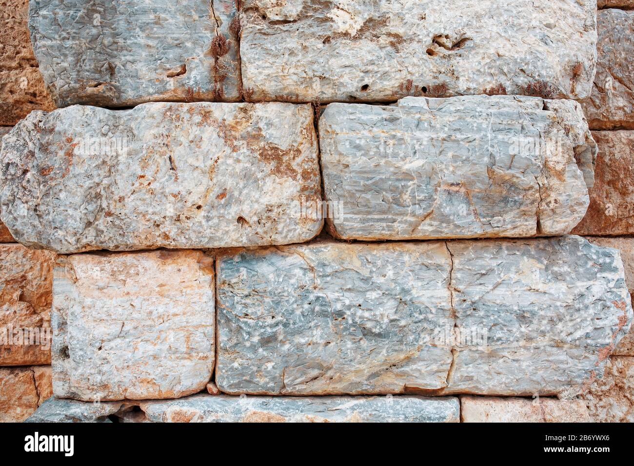 Texture of a stone wall made of large blocks. Elements of the building ...