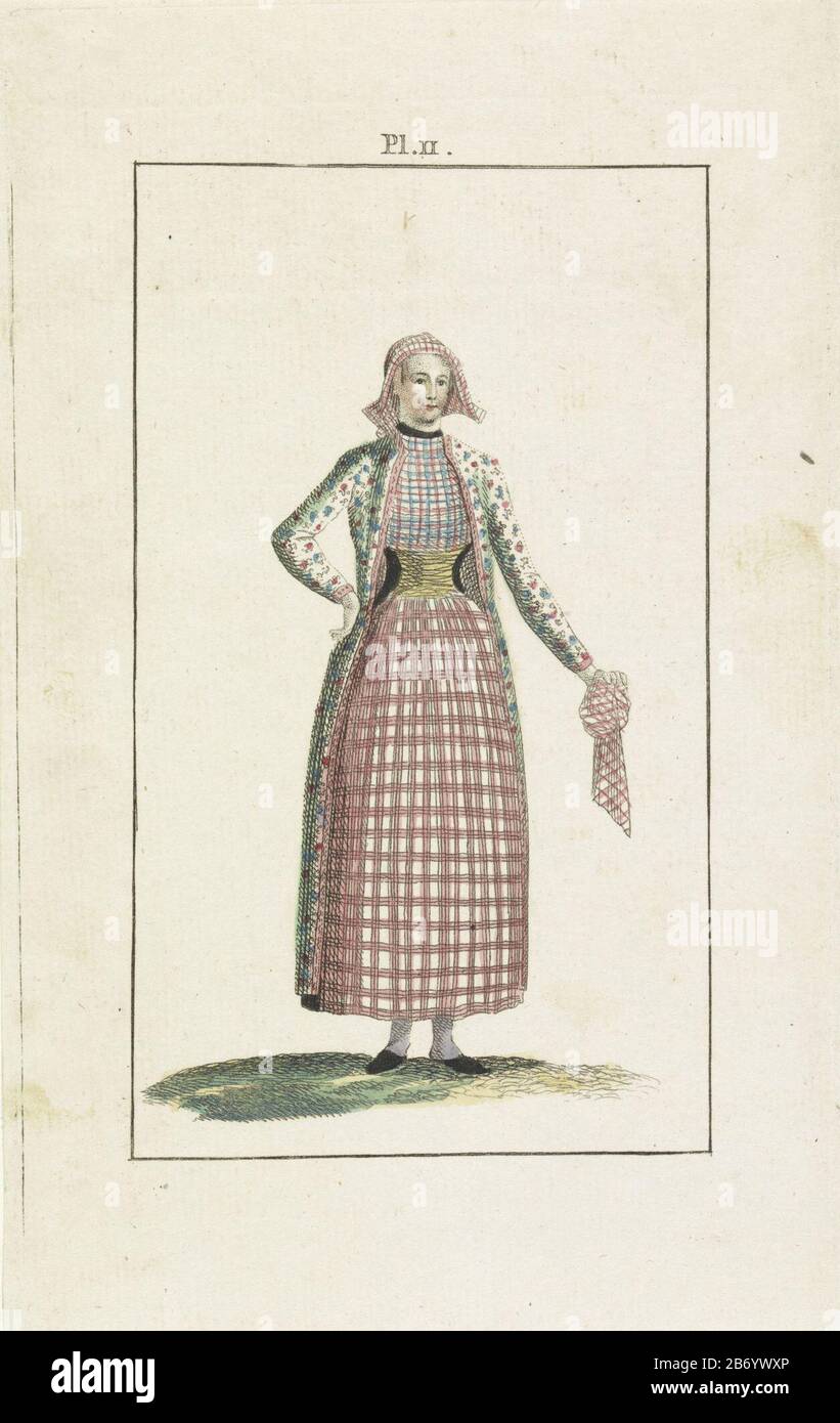 Klederdracht vrouw van Hindeloopen Costume of a woman from Hindeloopen ...