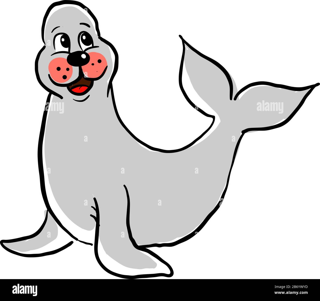 Happy small seal, illustration, vector on white background Stock Vector ...