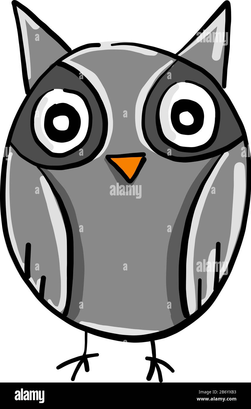 Grey owl, illustration, vector on white background Stock Vector Image ...