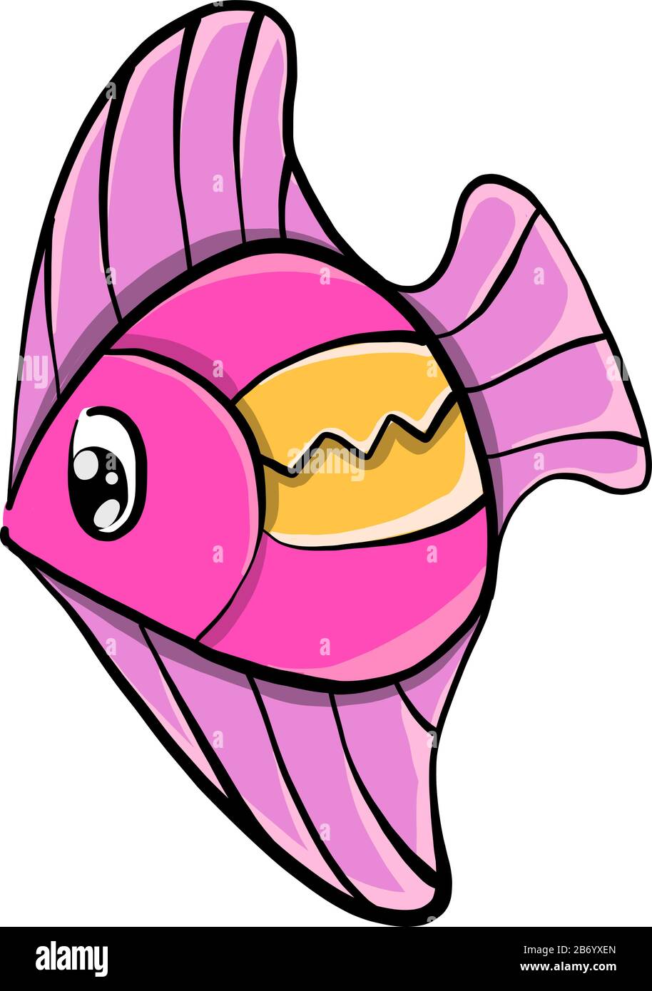 Pink fish, illustration, vector on white background Stock Vector Image ...