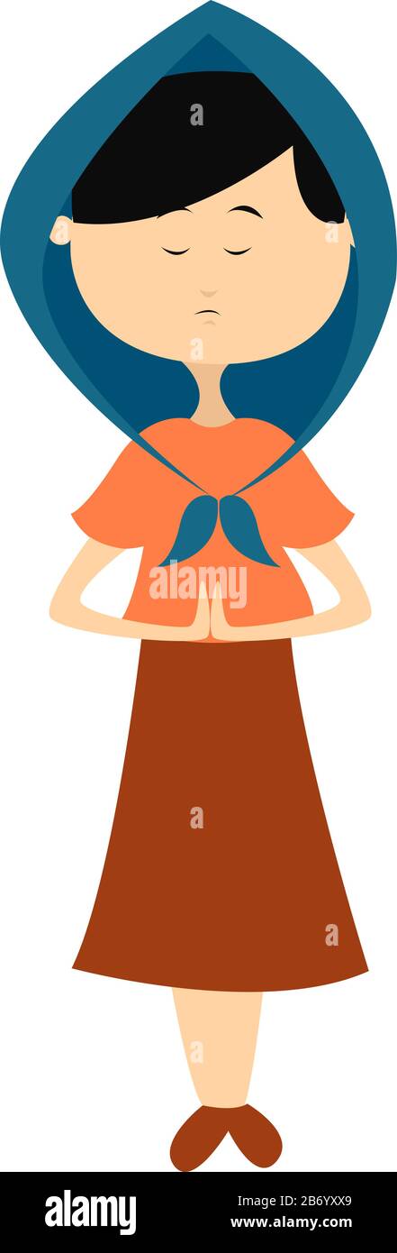 Woman prayer, illustration, vector on white background Stock Vector ...