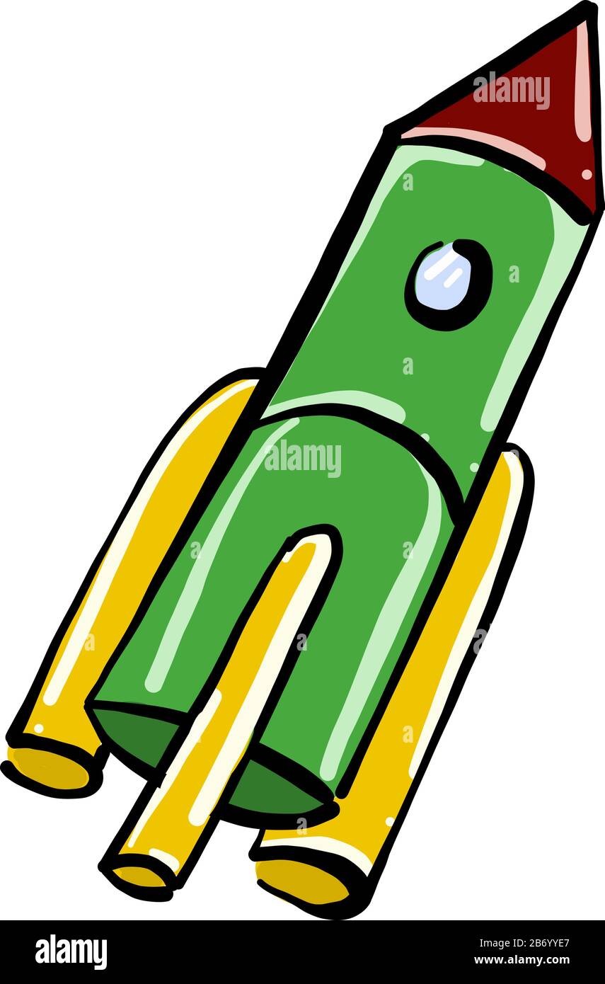 Green rocket, illustration, vector on white background Stock Vector ...