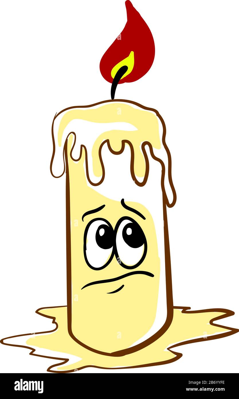 Sad candle, illustration, vector on white background Stock Vector Image ...