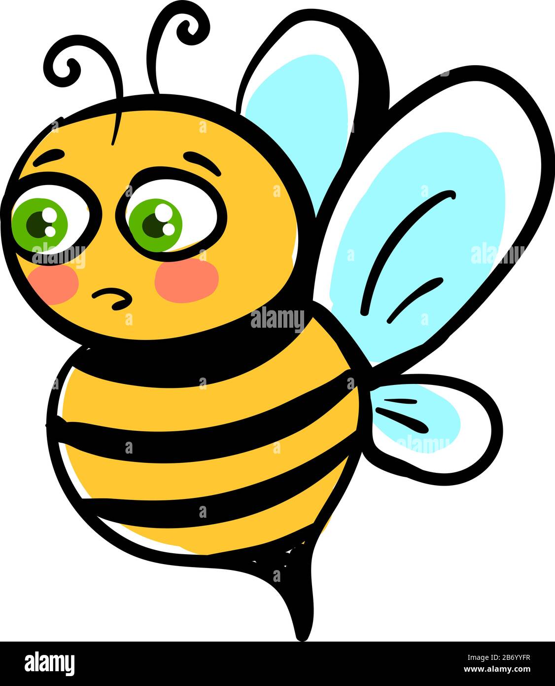 Sad bee, illustration, vector on white background Stock Vector Image ...