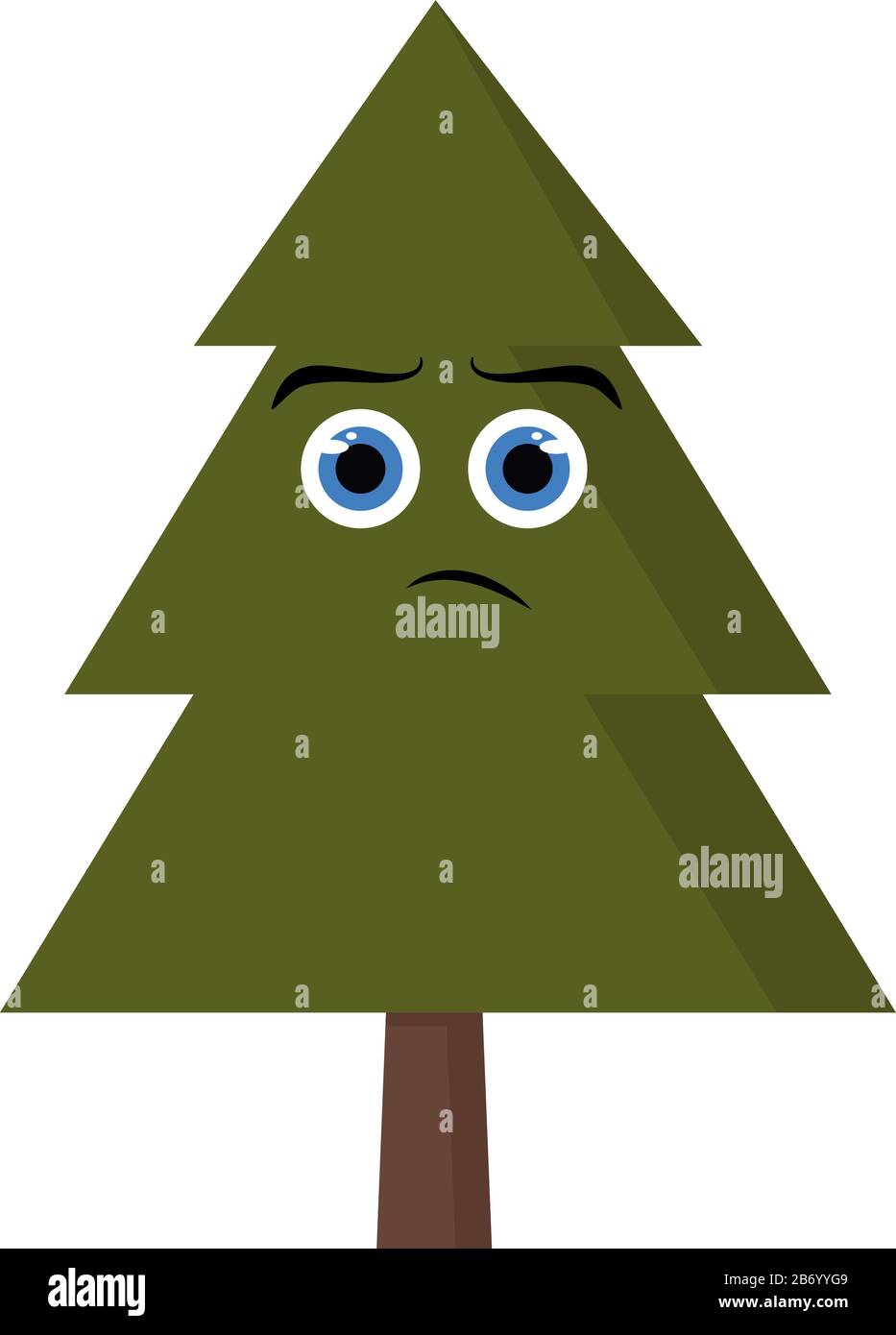 Sad Christmas tree, illustration, vector on white background Stock ...
