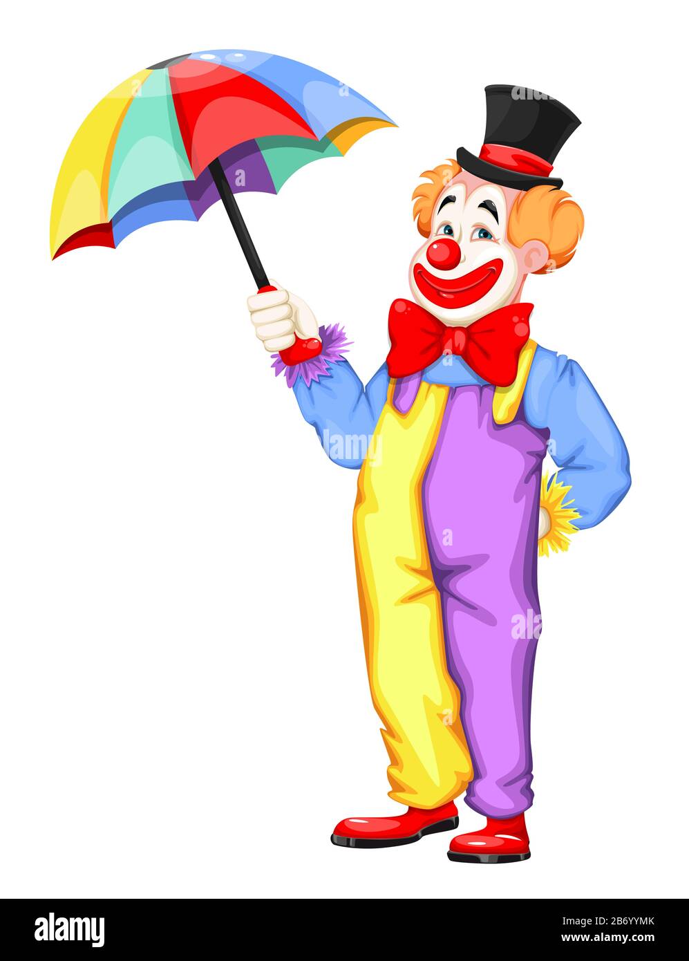 April Fool's day. Funny clown with umbrella. Usable for Circus day ...