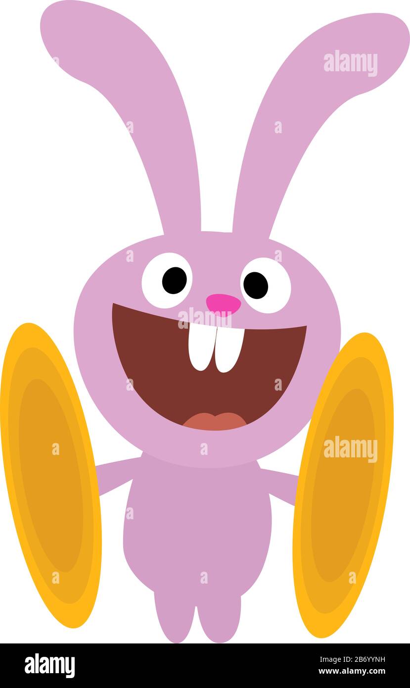 Pink bunny, illustration, vector on white background Stock Vector Image ...