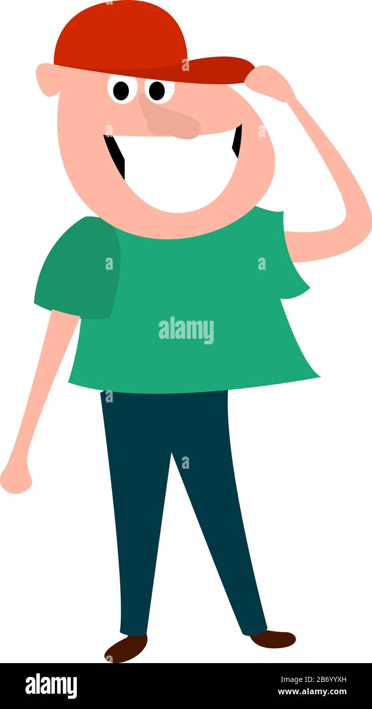 Boy with red cap, illustration, vector on white background Stock Vector ...