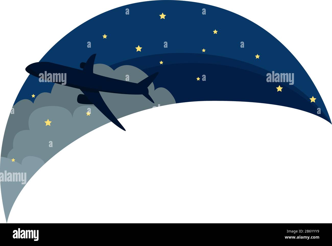 Night flight in plane, illustration, vector on white background Stock ...