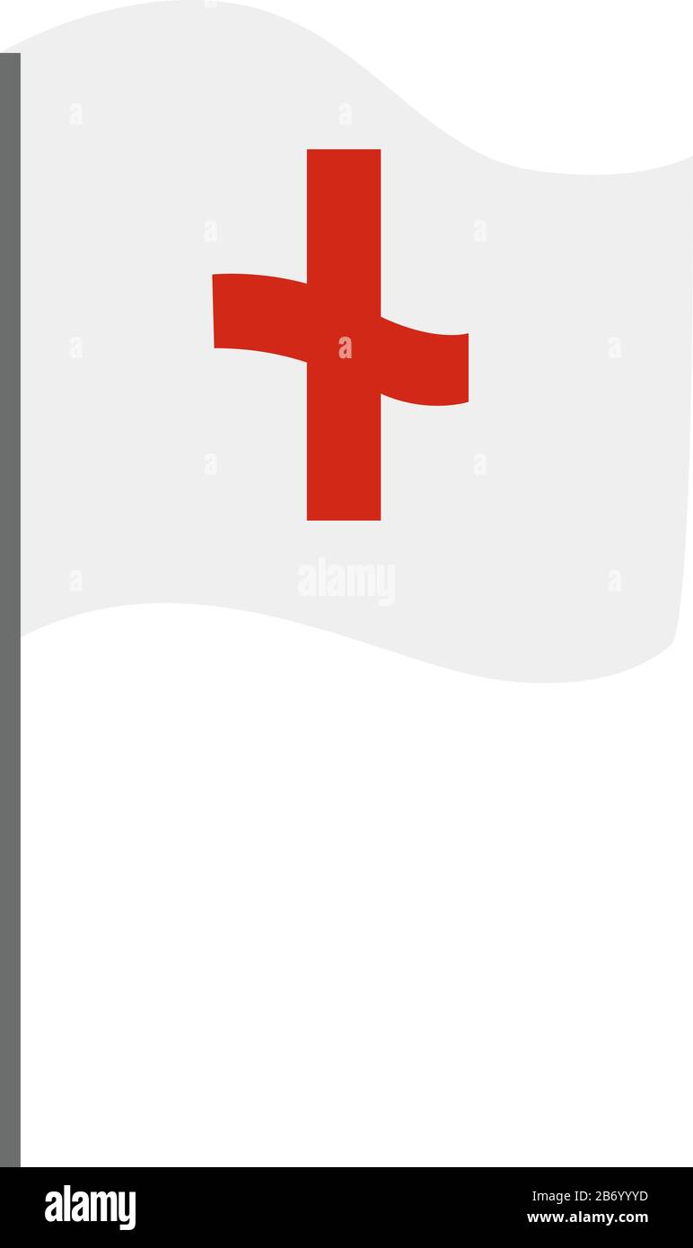 First aid flag, illustration, vector on white background Stock Vector ...