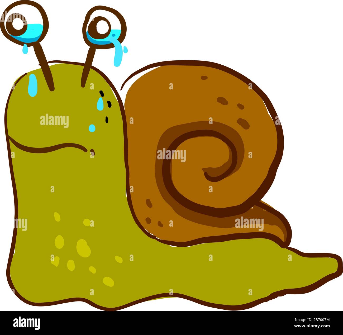 Snail crying, illustration, vector on white background Stock Vector ...