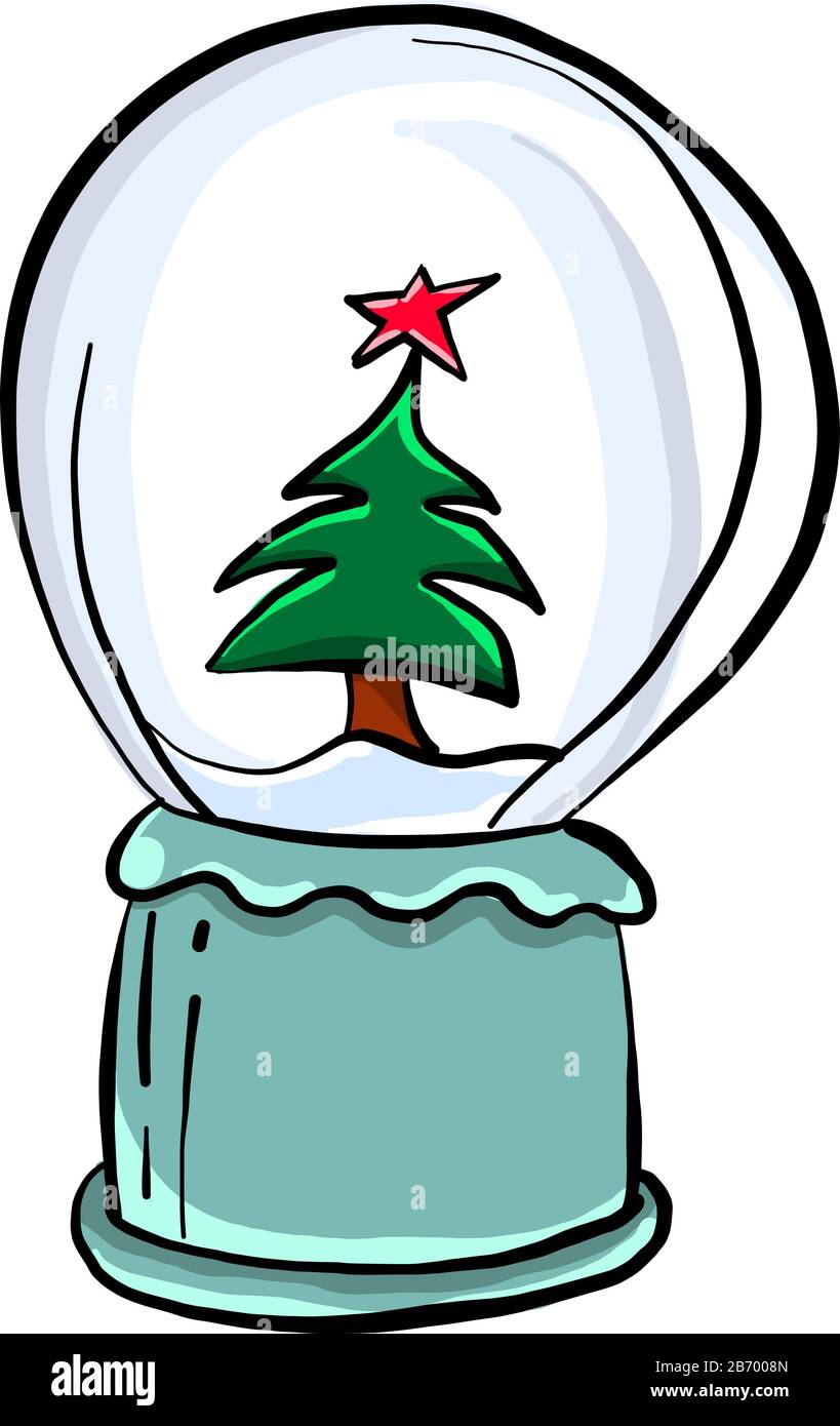 Snowball with tree, illustration, vector on white background Stock ...