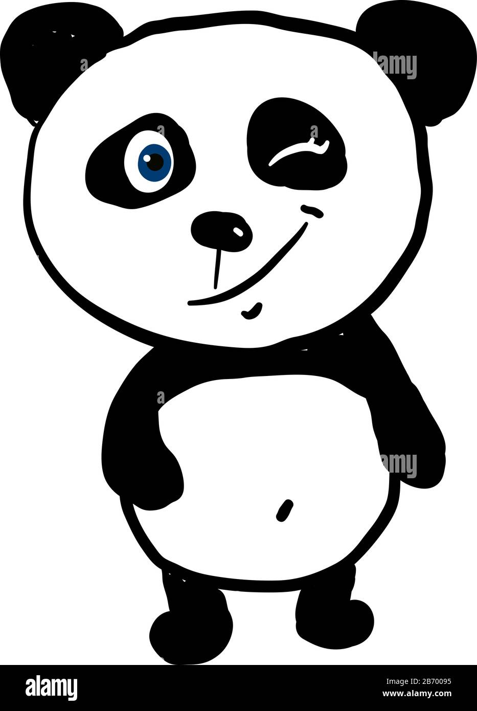 Winking panda, illustration, vector on white background Stock Vector ...