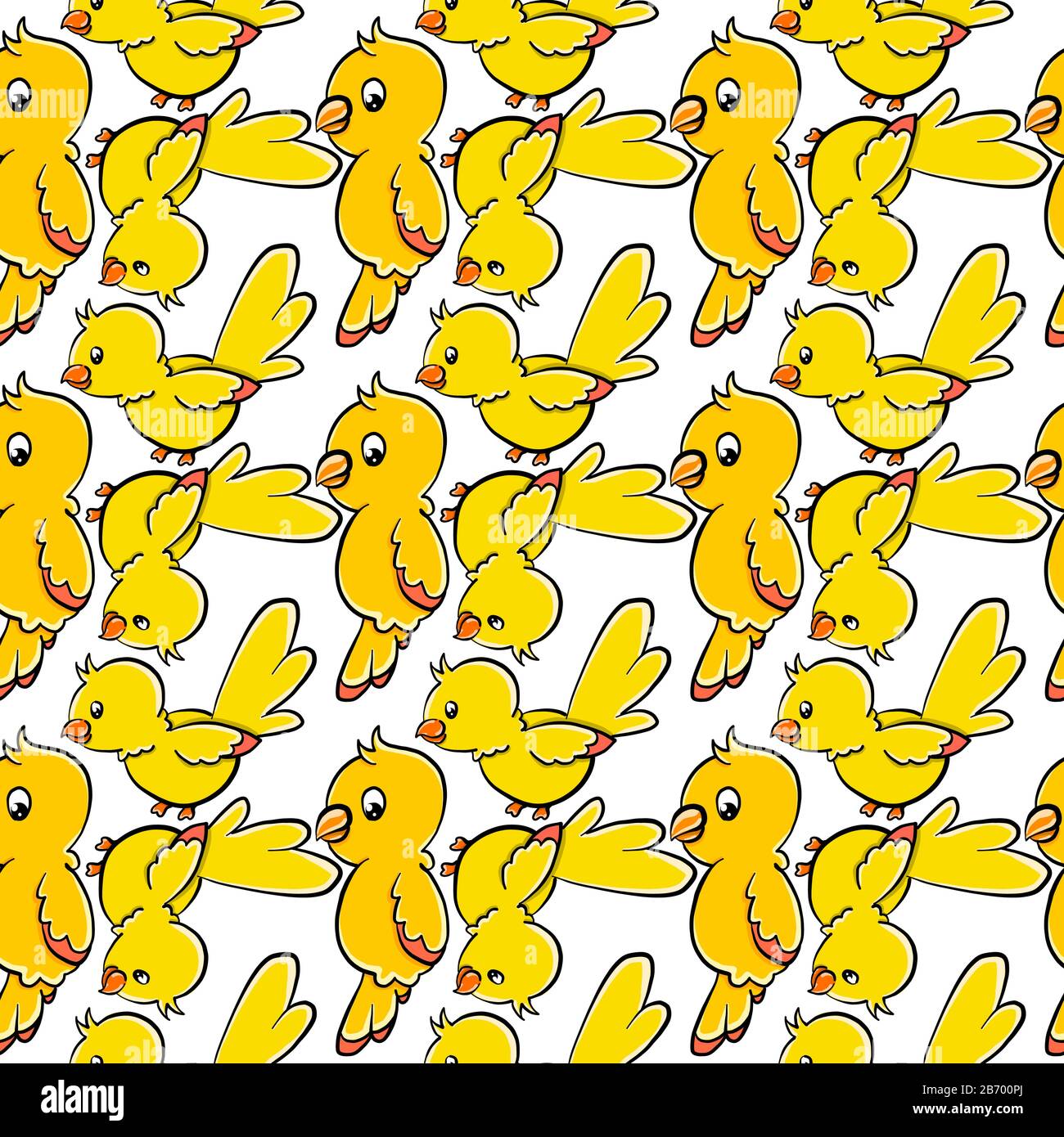 Yellow birds pattern, illustration, vector on white background Stock ...