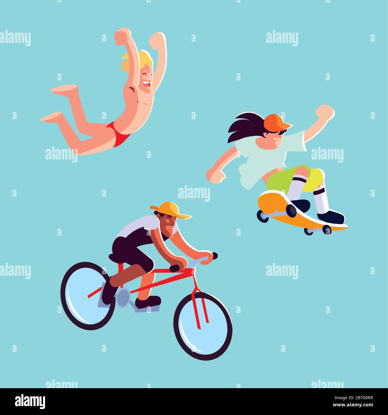 set of icons with people in sports activities vector illustration ...