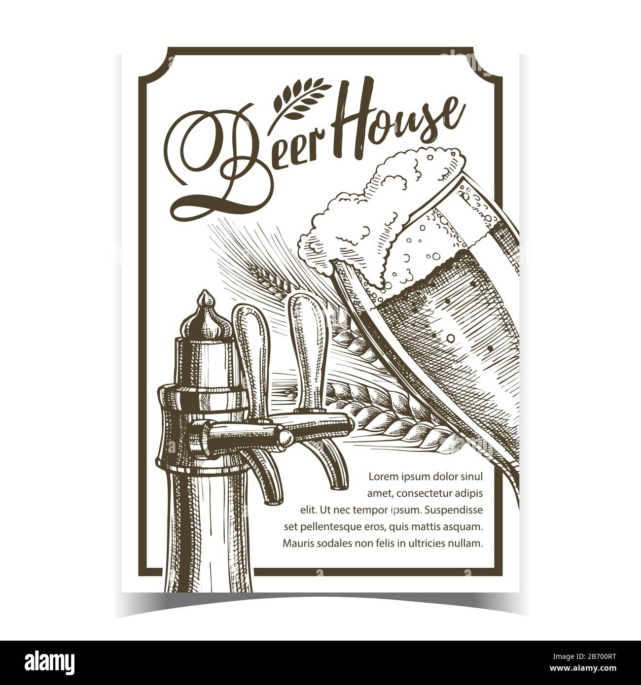 Beer House Freshness Drink Advertise Poster Vector Stock Vector Image ...