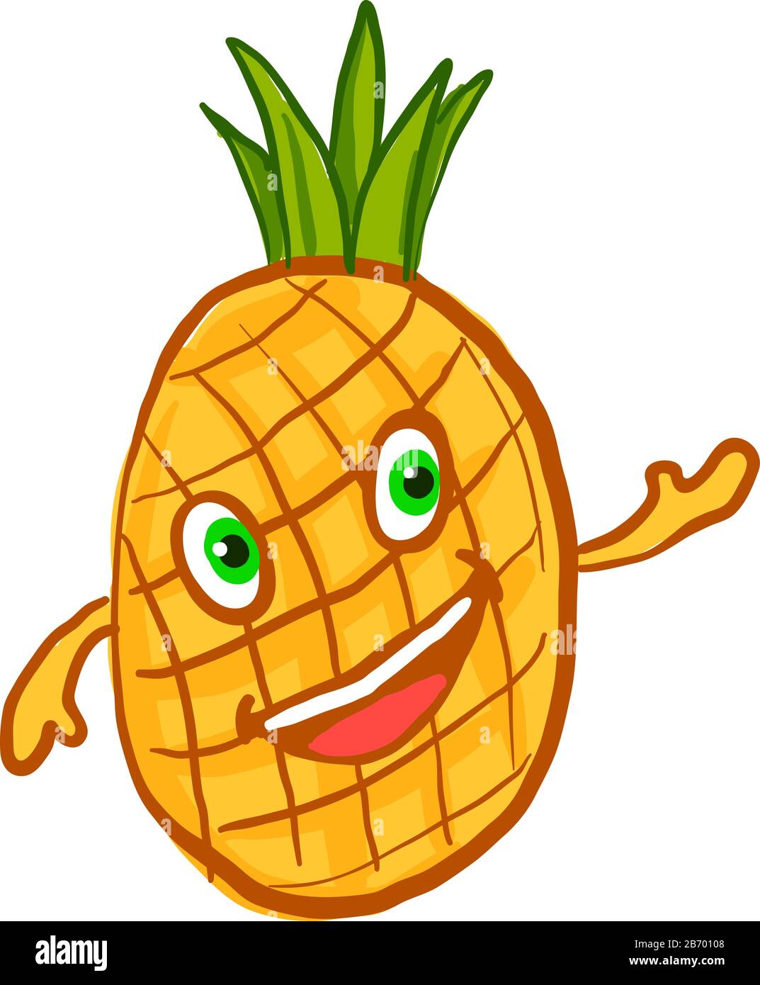 Happy pineapple, illustration, vector on white background Stock Vector ...