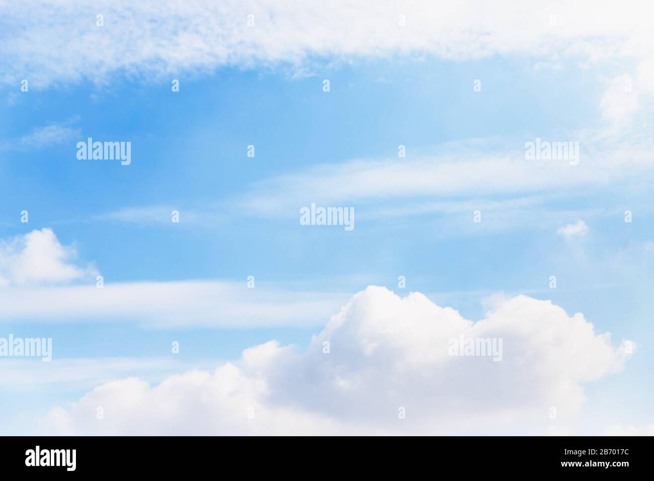 Scenic pale blue sky with beautiful white clouds. Copy space Stock ...