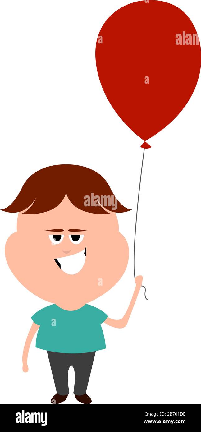 Boy with balloon, illustration, vector on white background Stock Vector ...