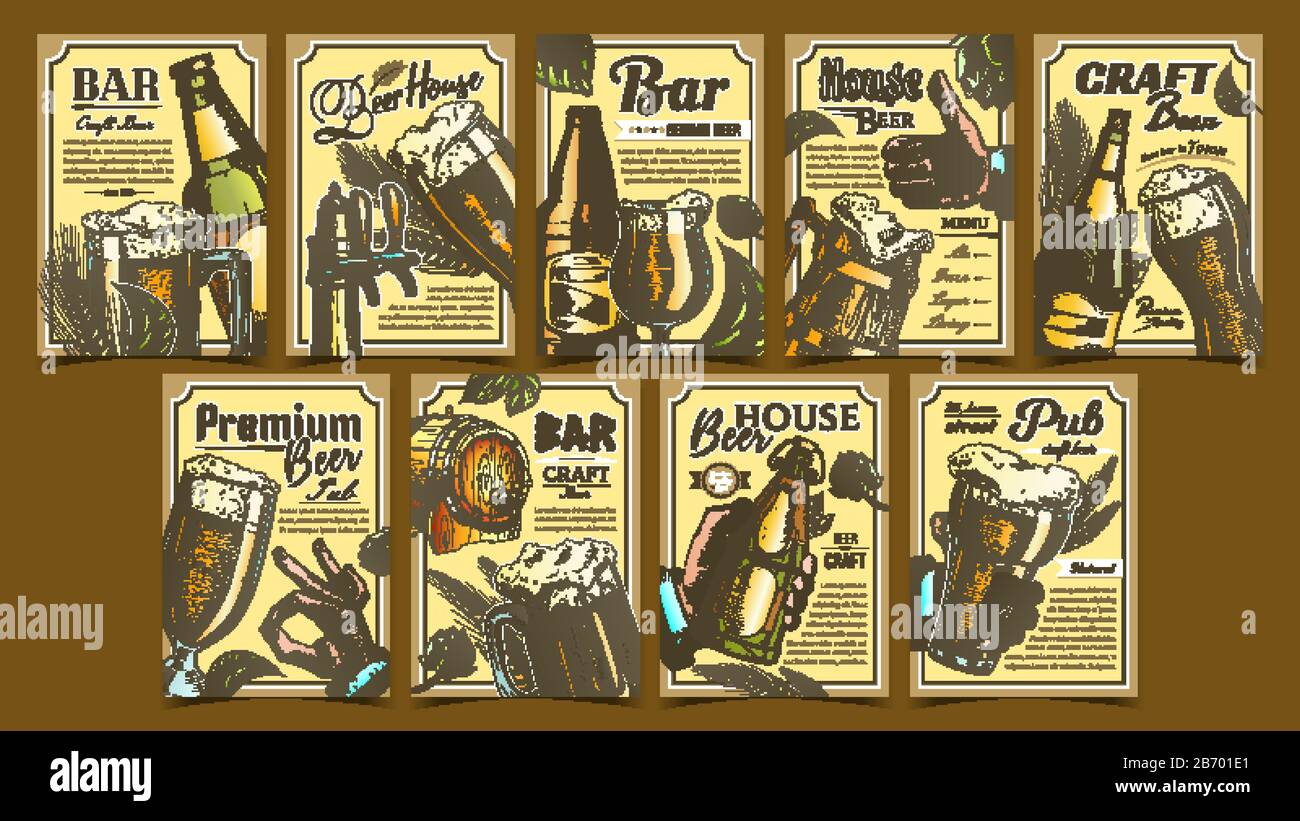Vintage illustrations beer advertisement Stock Vector Images - Alamy