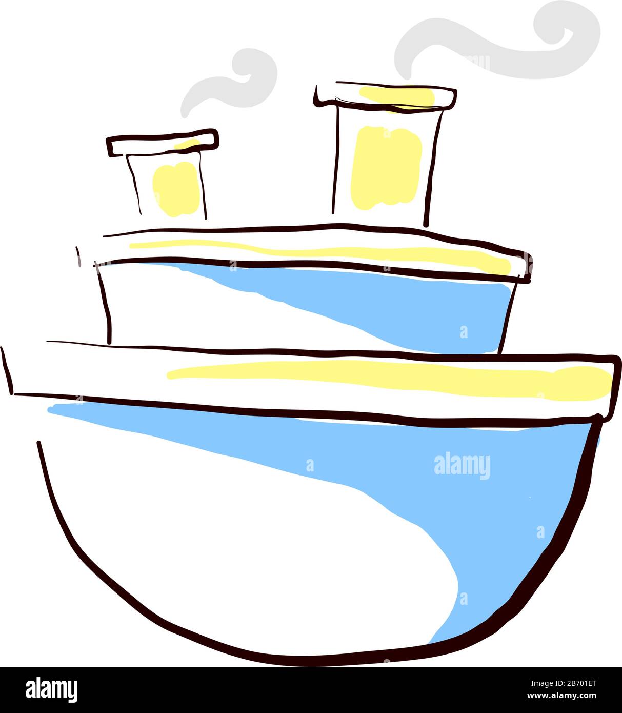 Blue ship on water, illustration, vector on white background Stock ...