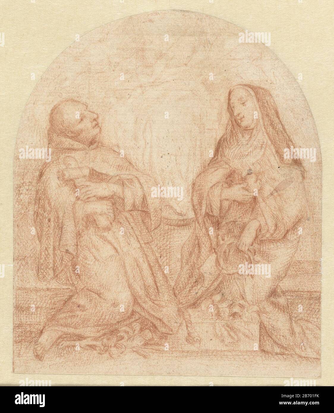 Knielende monnik en non Kneeling monk and non Object Type : drawing ...