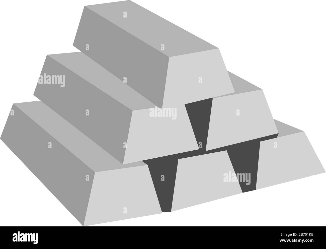 Silver bars, illustration, vector on white background Stock Vector ...