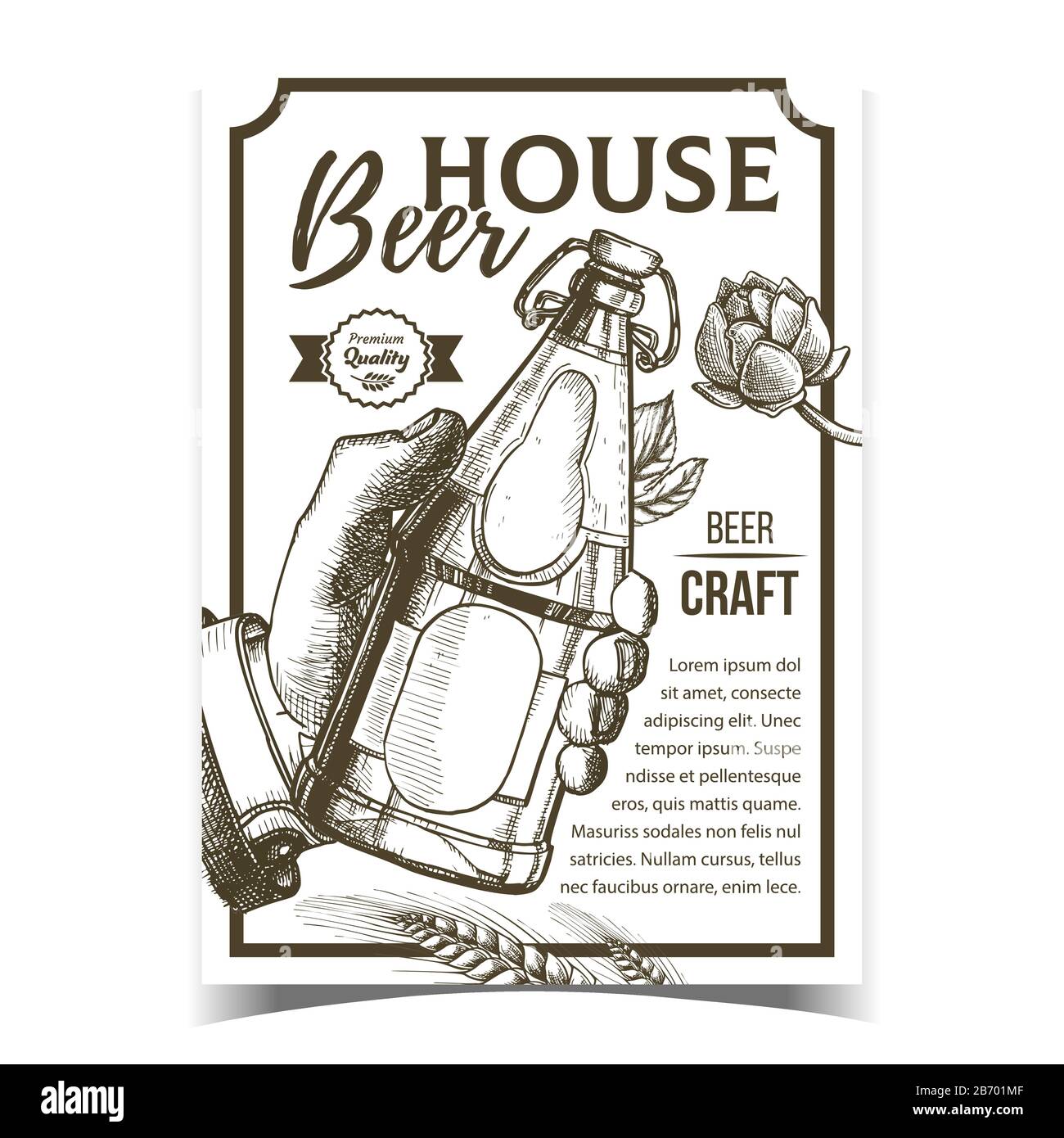 House Brewed Craft Beer Advertising Banner Vector Stock Vector Image ...