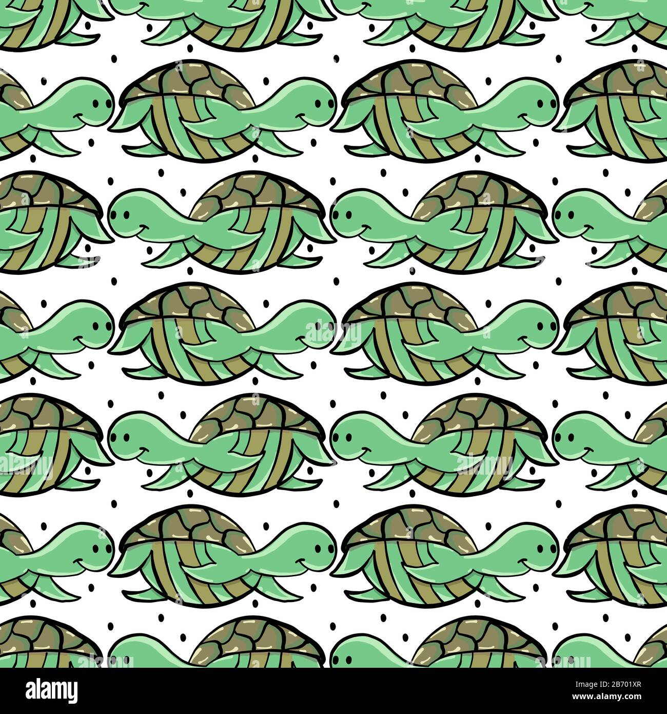 Green turtles pattern, illustration, vector on white background Stock ...