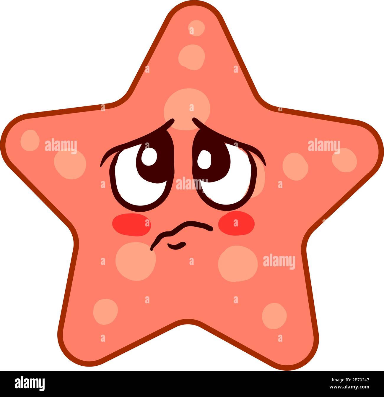 Sad starfish, illustration, vector on white background Stock Vector ...