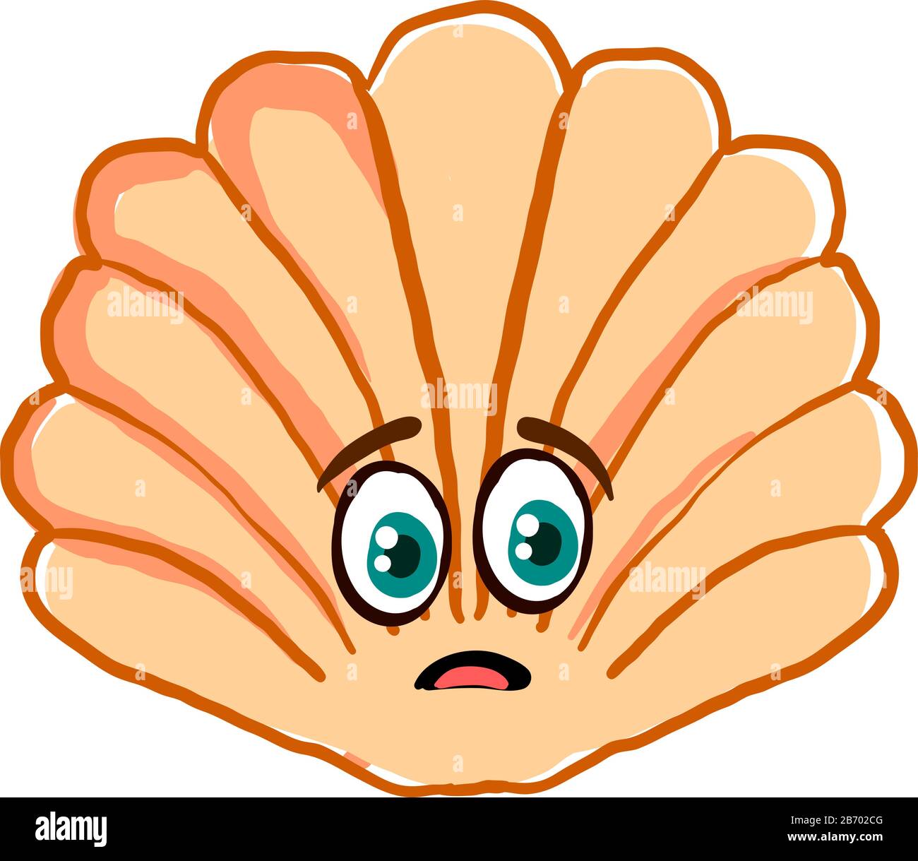 Sad seashell, illustration, vector on white background Stock Vector ...