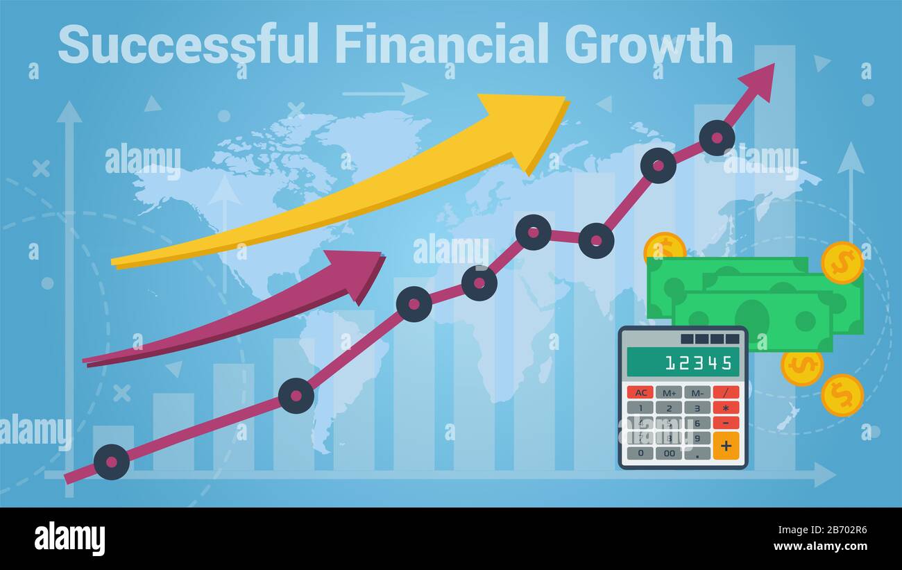 Colorful vector graphic and chart representing fast financial growth on ...