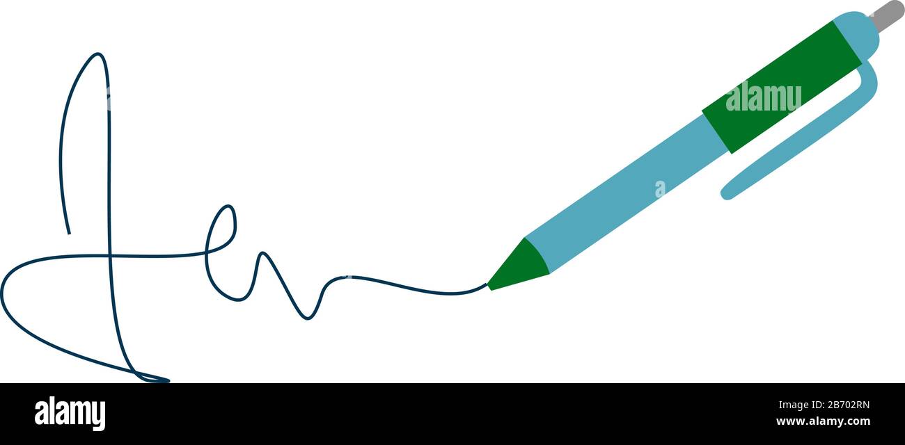 Signature with pen, illustration, vector on white background Stock ...