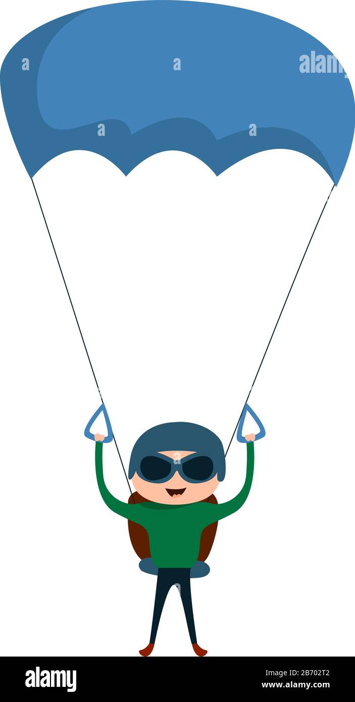 Landing with Parachute, illustration, vector on white background Stock ...