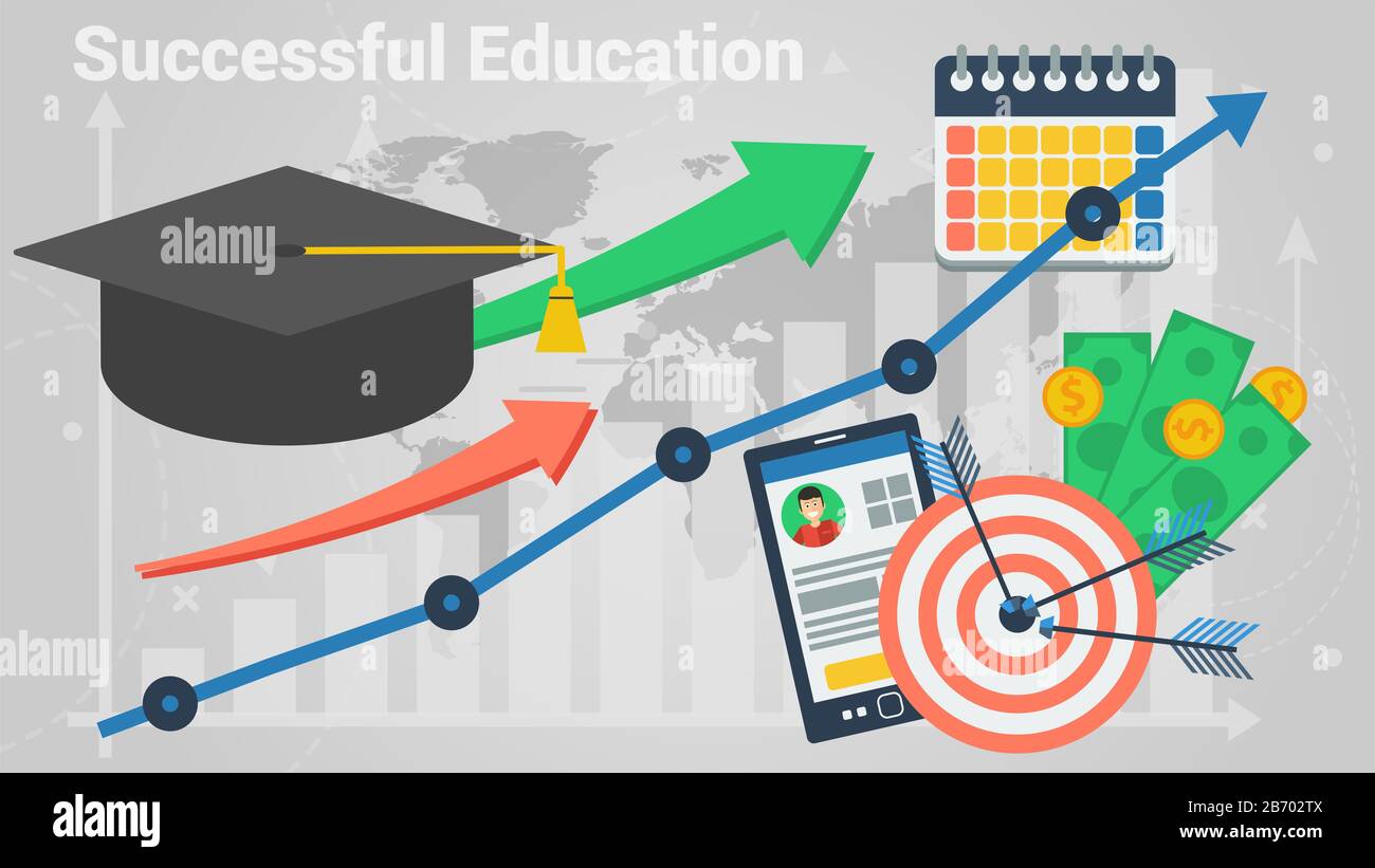 Colorful chart with bright elements showing process of successful ...