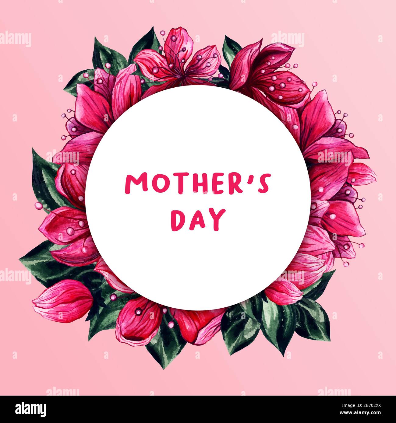 Happy Mothers Day Banner With Plum Flower Blossom Frame Floral