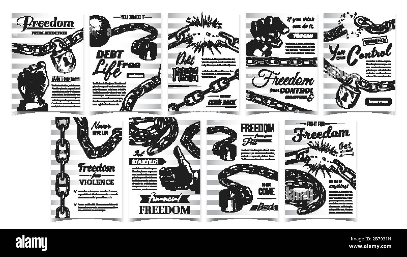 Freedom Control Advertising Posters Set Vector Stock Vector Image & Art ...