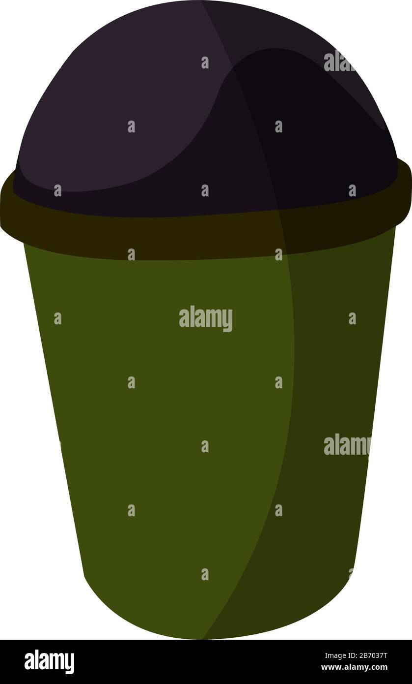 Green trash can, illustration, vector on white background Stock Vector ...