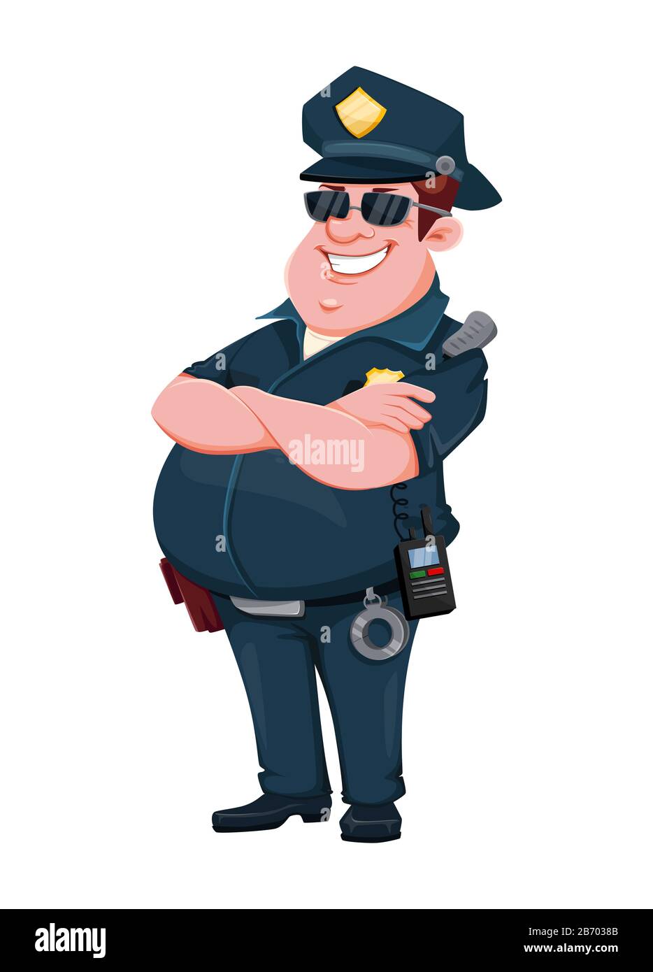Police Officer Cheerful Cartoon Character Vector Illustration