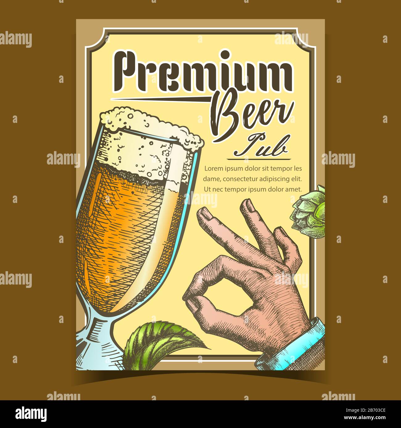 Premium Beer Pub Tavern Advertising Poster Vector Stock Vector Image ...