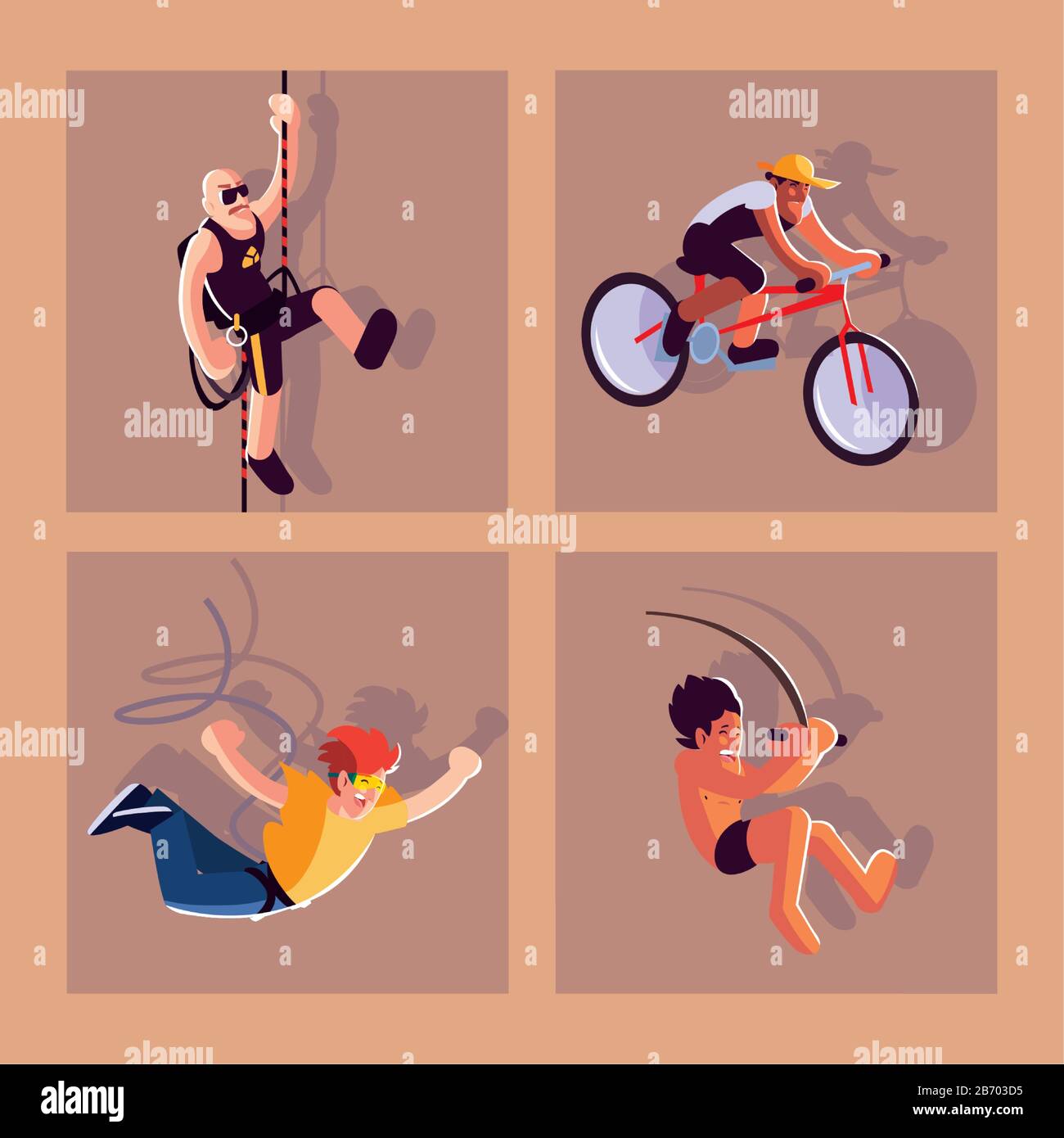 set of cards people in sports activities vector illustration design ...