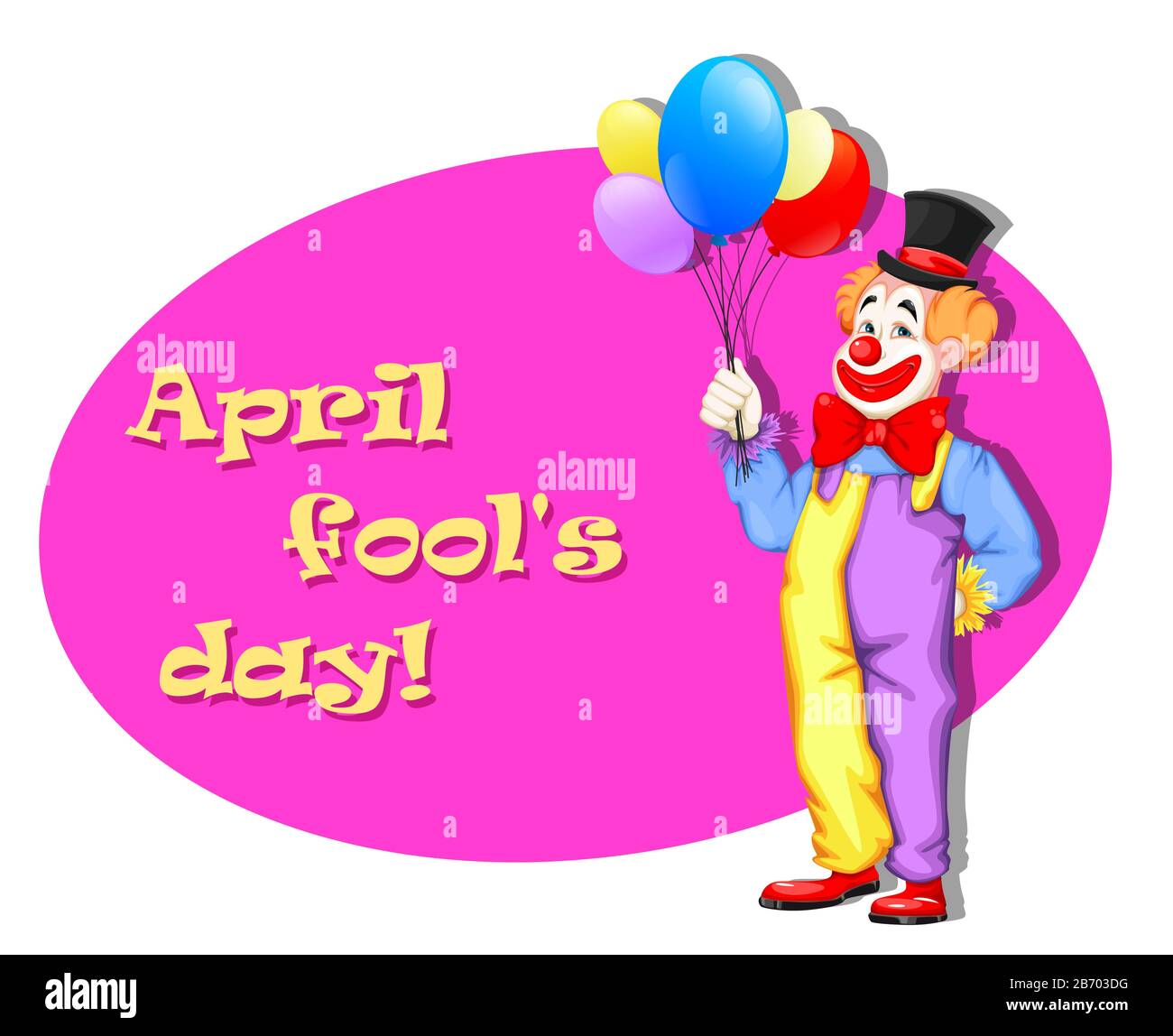 April Fool's day greeting card. Funny clown with balloons. Usable for ...