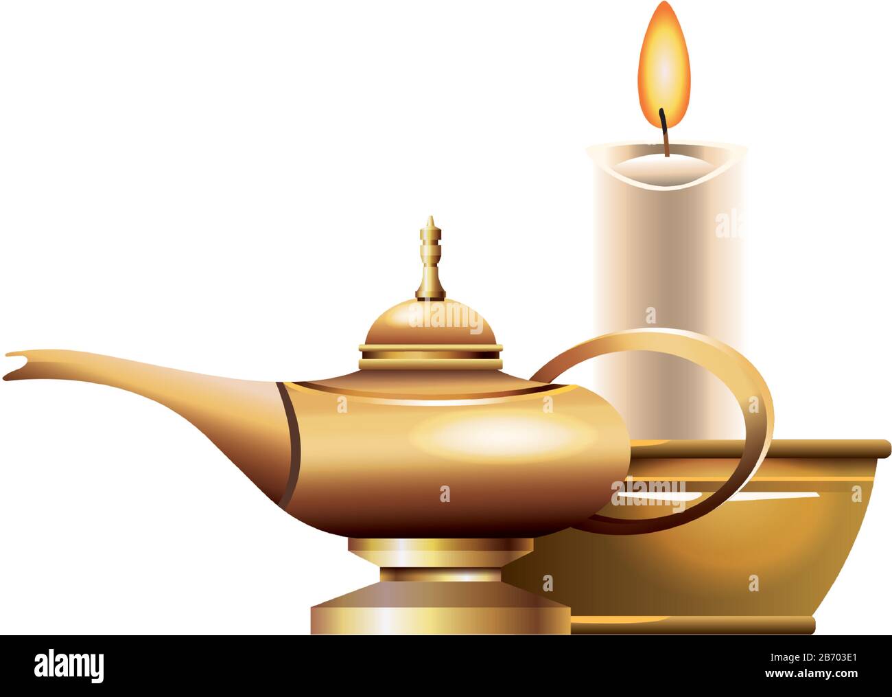 Antique golden magic lamp and candle Stock Vector Image & Art - Alamy