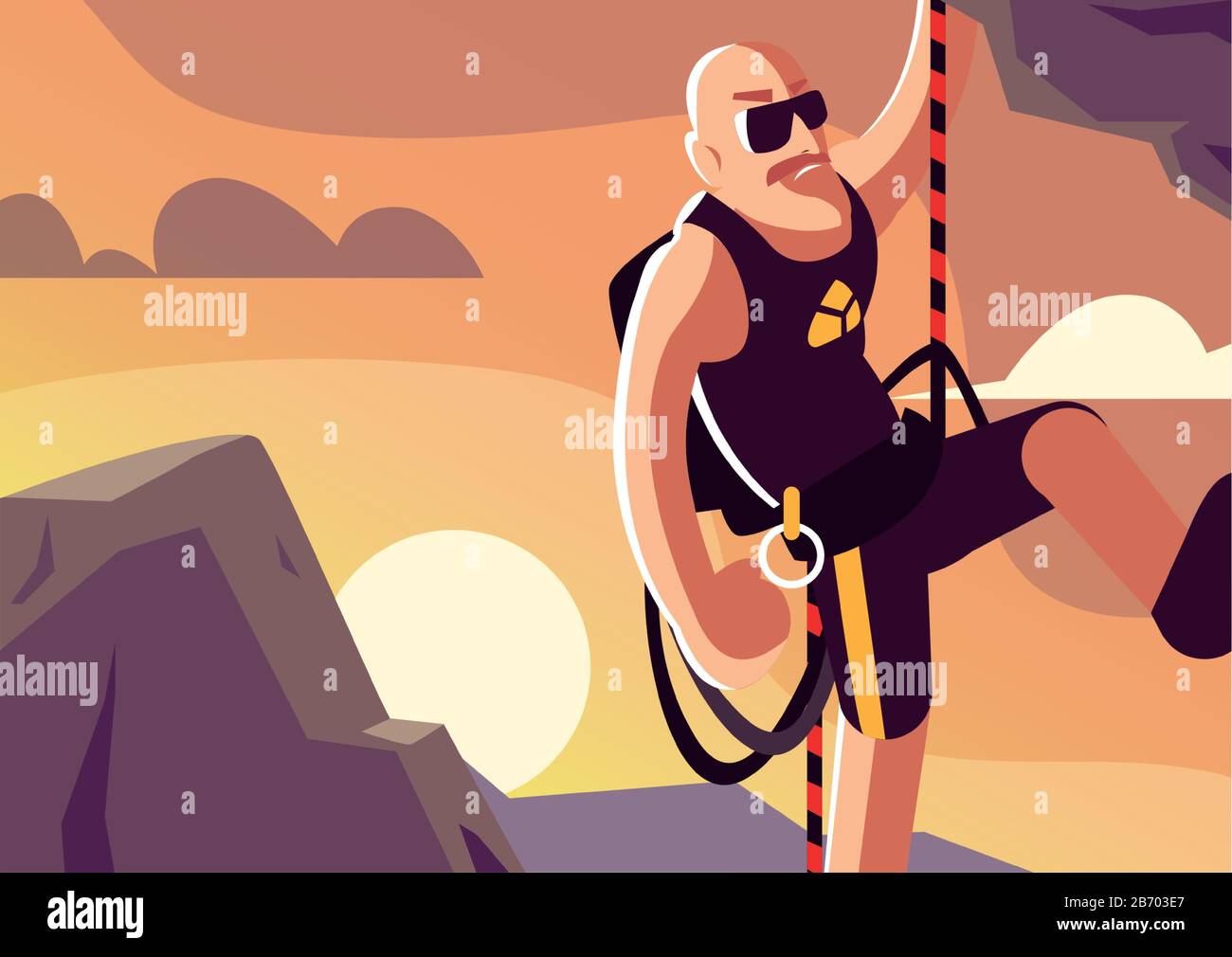 man rock climbing the mountain vector illustration design Stock Vector ...