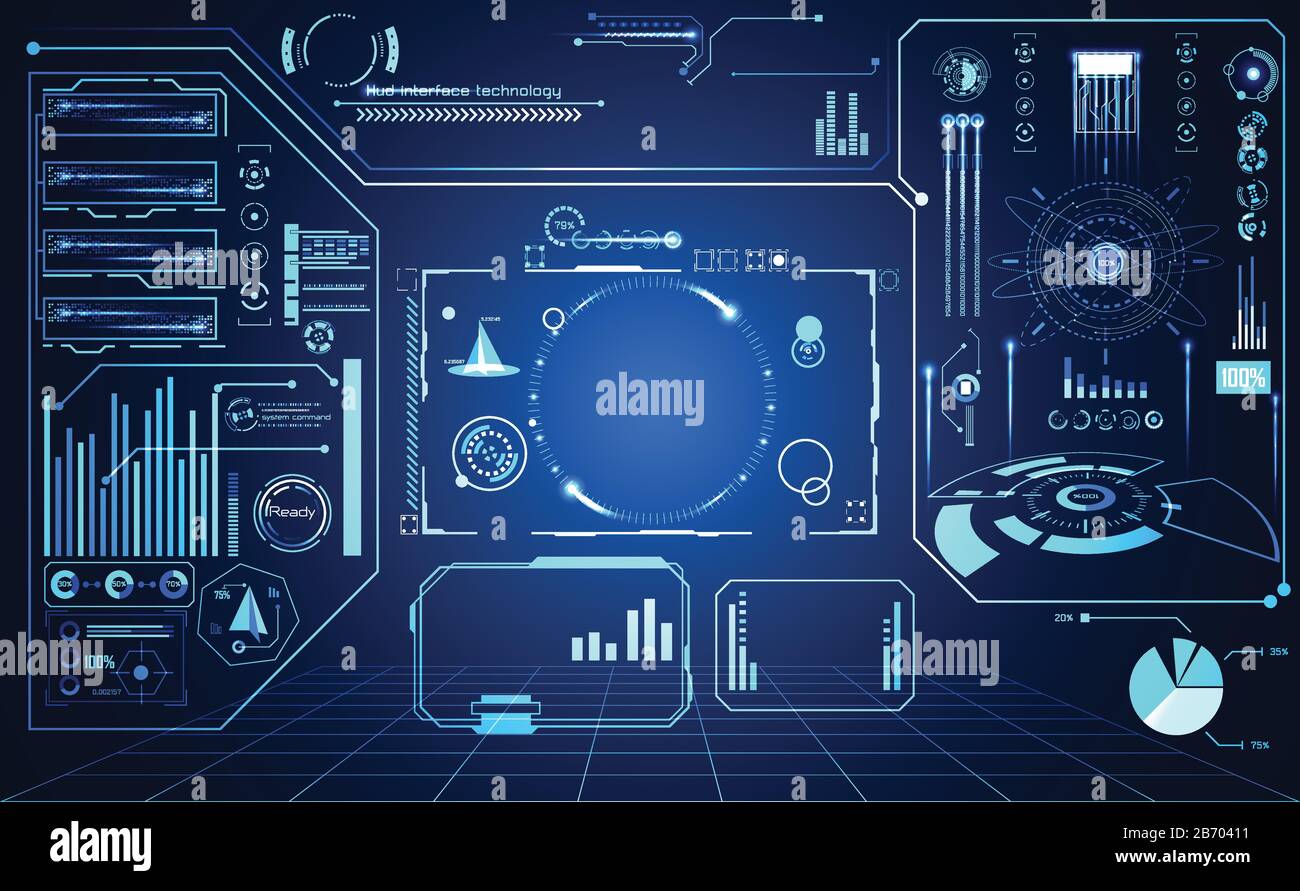 abstract technology ui futuristic concept hud interface hologram elements of digital data chart ...
