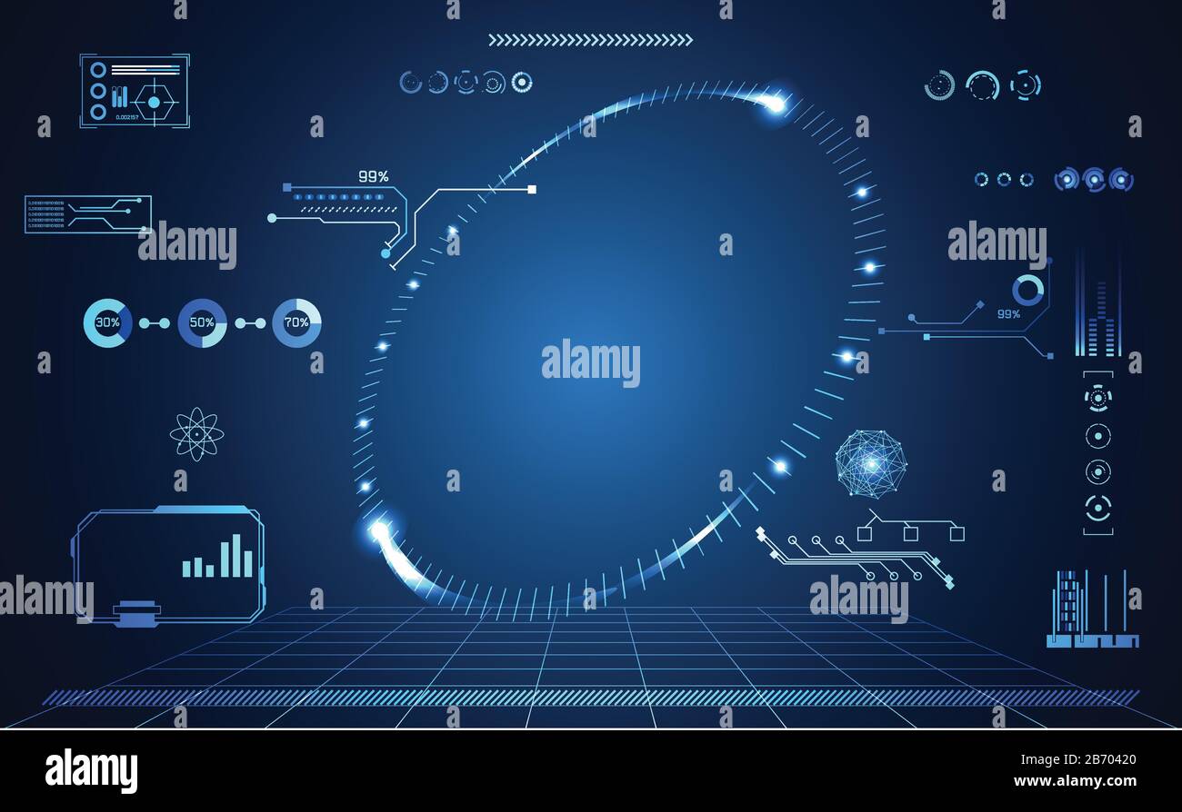 abstract technology ui futuristic concept hud interface hologram elements of digital data chart ...